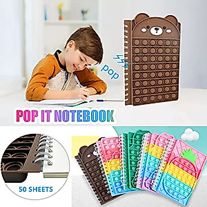 7iper Pop Notebook, Push bubble Spiral Notebooks Fidget Toys, Cute Composition Notebooks, College Ruled Notebooks, Protable for School Office Gifts (A5 Bear)