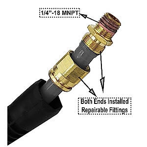 YOTOO Polyurethane Recoil Air Hose 3/8" Inner Diameter by 10' Long with Bend Restrictor, Repairable 1/4" Industrial Quick Coupler and Plug, Gray