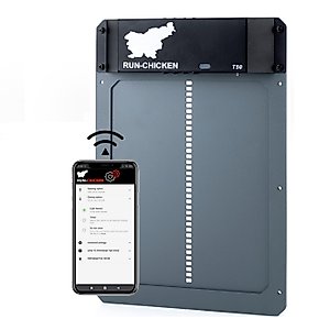 RUN-CHICKEN Door (Gray) Automatic Chicken Coop Door, Programmable with App, Battery Operated, Evening and Morning Delay, Aluminum Door, Electric Chicken Run Door, Model T50