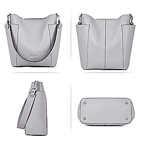 BOSTANTEN Leather Bucket Handbag Designer Hobo Shoulder Handbags Set with Clutch Purses Bundle with Leather Wallets for Women RFID Blocking Zip Around Credit Card Holder