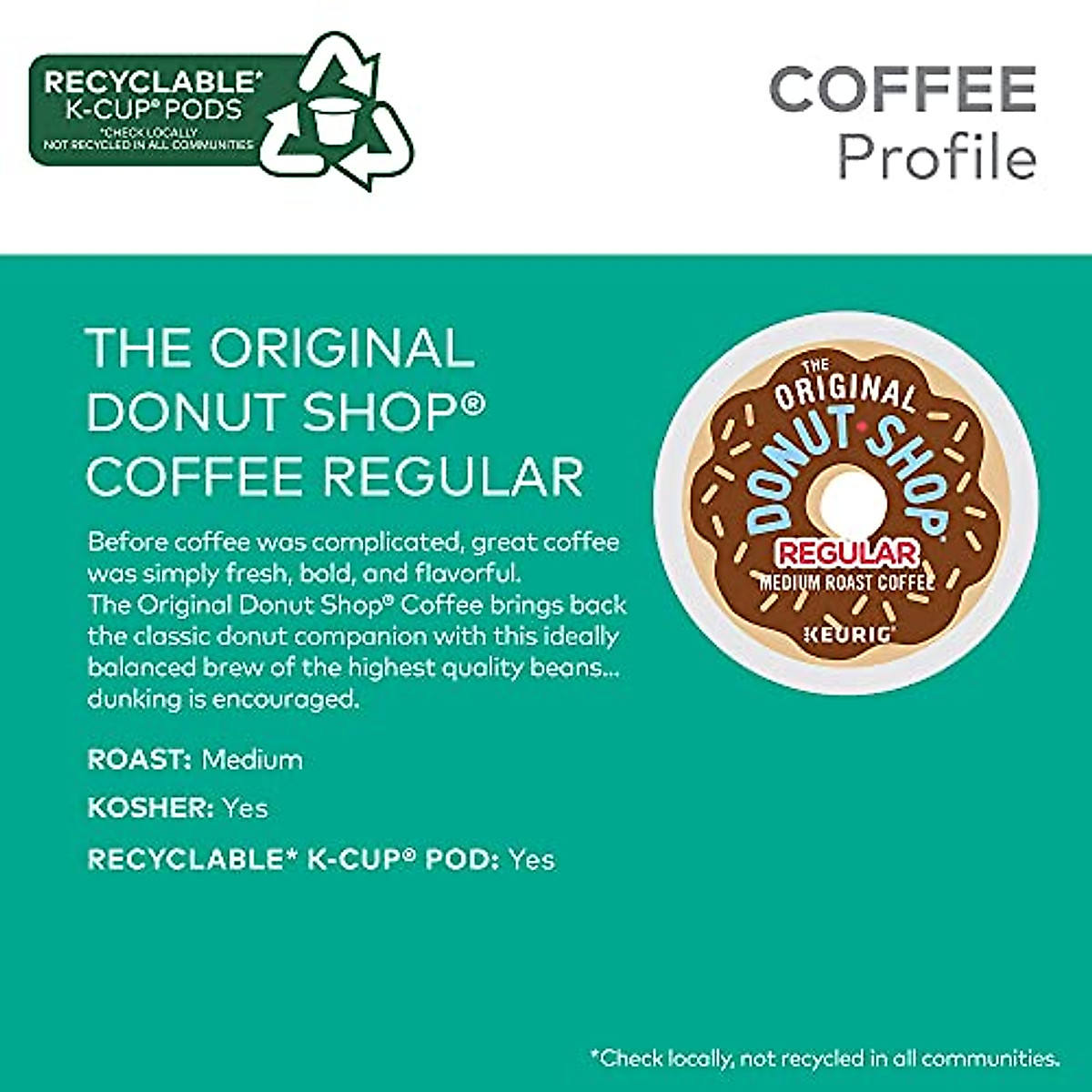 The Original Donut Shop Regular Keurig Single-Serve K-Cup Pods, Medium Roast Coffee, 12 Count