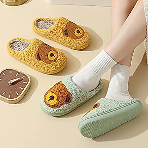 TYFLOVE Teddy Bear Slippers for Women/Men/Kids Smiley Face House Slippers Warm Cozy Plush Slip-On Slippers Soft Fuzzy Slippers