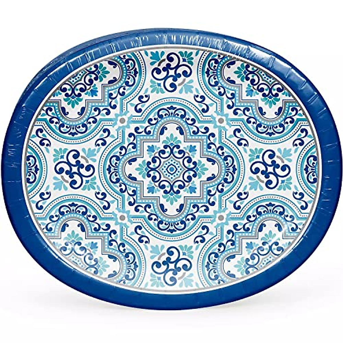 Member's Mark Medallion Motif Oval Paper Plates, 10" x 12" (50 Count)