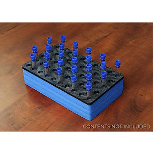 Polar Whale 4 Test Tube Racks Blue and Black Foam Storage Rack Organizer Stand Transport Holds 50 Tubes Each Fits up to 12mm Diameter Tubes