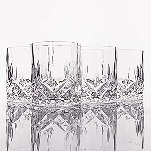 LEMONSODA Crystal Cut Old Fashioned Whiskey Glasses - 10oz Ultra-Clear Premium Lead-Free Crystal Glass Tumbler For Drinking Bourbon, Scotch, Cocktails (Set of 4)