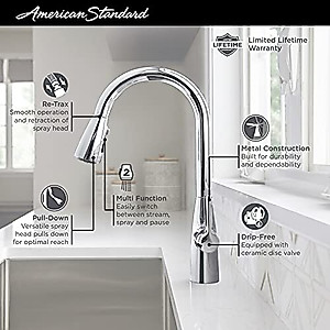 Glacier Bay American Standard Fairbury 2S Single-Handle Pull-Down Sprayer Kitchen Faucet in Stainless Steel, Silver