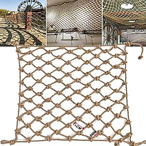 RZM Children's Stair Safety Net, Hemp Rope Net,Fence Net,Climbing Net,AntiFall Net,Vintage Decorative Net,Swing Hammock,Diameter 6Mm Mesh 6Cm Child Safety Netting for Balcony