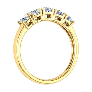 FINEROCK 1 Carat 5-Stone Diamond Wedding Band Ring in 14K Yellow Gold (Ring Size 6.5) - IGI Certified