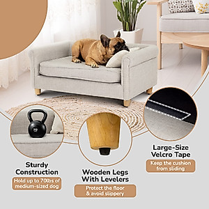 Bme Ergonomic Wicker Papasan Chair with dCee Cat Couch - Small Dog Sofa Light Gray, Soft Thick Density Fabric Cushion, High Capacity for Livingroom, Bedroom, Reading Room