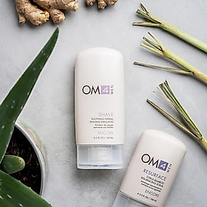 Organic Male OM4 Shave: Soothing Herbal Shaving Emulsion - Mens Grooming Preshave Oil, Shave Cream, Hydrating Mask all-in-one