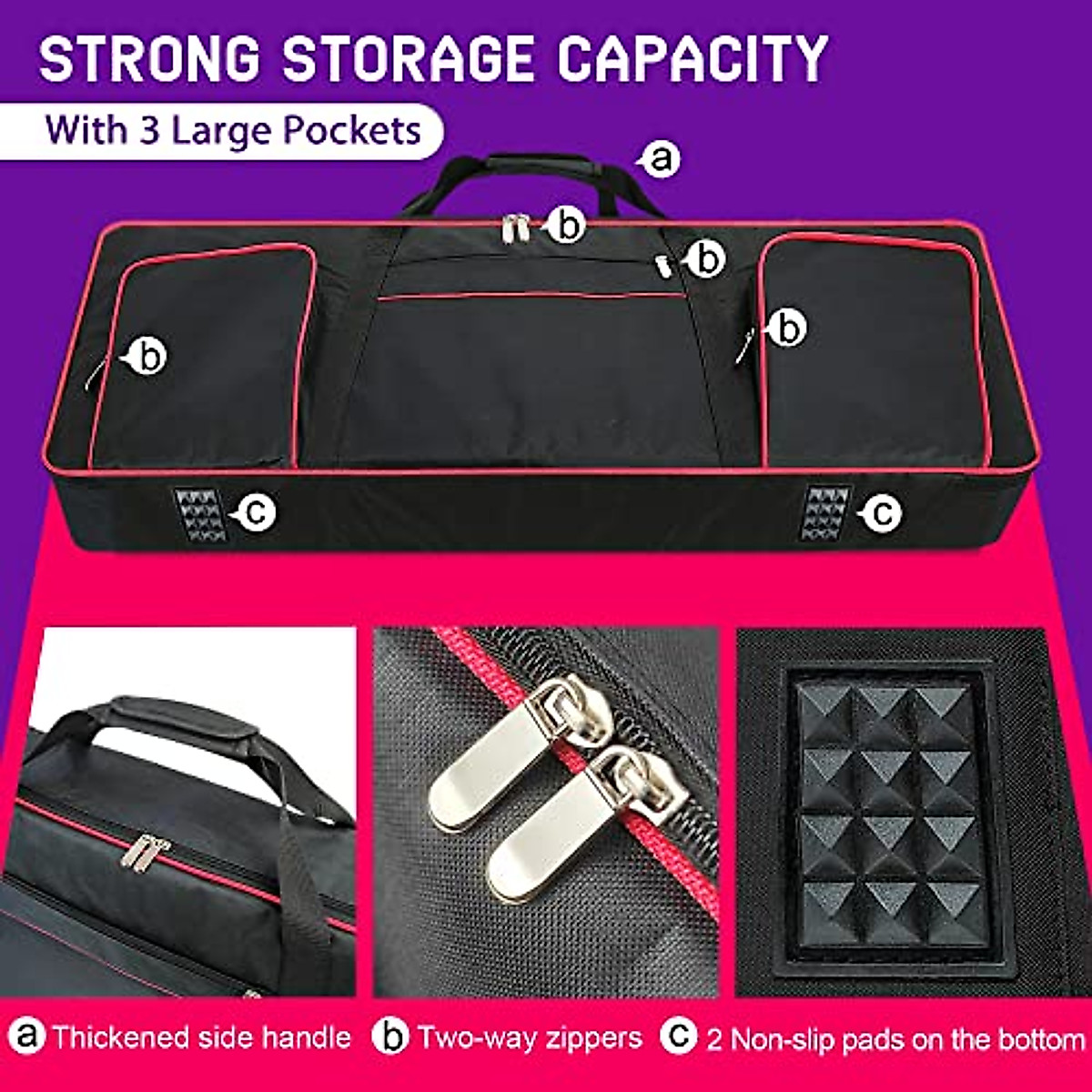 Ruibo 61 Key Keyboard Gig Bag Case,Portable Durable Keyboard Piano Waterproof 600D Oxford Cloth with 10mm Cotton Padded Case Gig Bag 40"x16"x6" / Black+Red