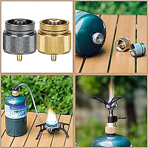 Onlyfire Camping Stove Adapter, Camping Backpacking Stove Convert Connector 1L Outdoor Propane Small Tank Input EN417 Lindal Valve Output, Camp Fuel Refill Adapter for Outdoor Backpack Hiking