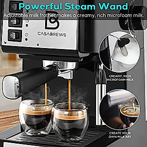 20 Bar Espresso Machine, Compact Espresso Maker with Milk Frother Wand, Professional Espresso Coffee Machine and Cappuccino Machine With 50 Oz Removable Water Tank for Cappuccino, Latte and Barista