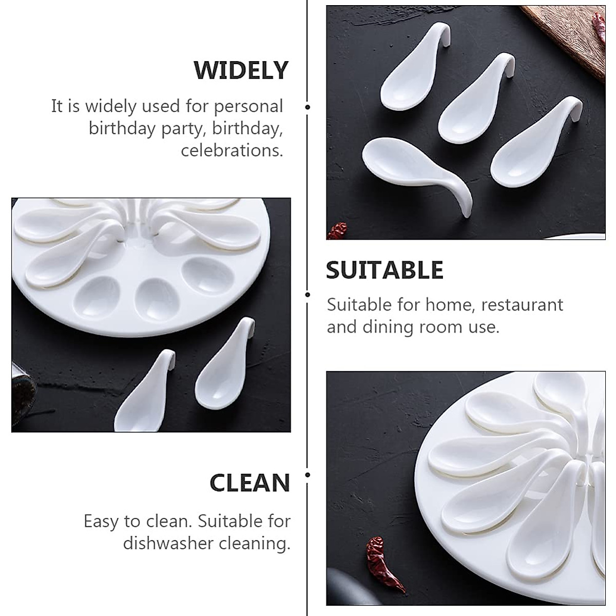 YARNOW Deviled Egg Tray Melamine Platter Serving Dish 12-Hole Porcelain Foie Gras Roe Spoon Meatballs and Shrimp Platter Tableware for Home Restaurant