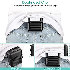 COMLIFE Portable Mini Waist Fan, 6000mAh Battery Powered Hands-free Wearable Fan With Max 23H Working Time, 3 Speeds, 5100RPM Strong Airflow for Jobsite, Farm, Fishing, Gardening And More