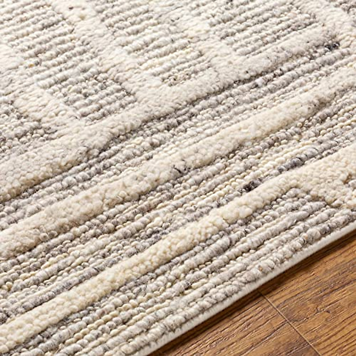 Hauteloom Chapais Wool Living Room, Bedroom Area Rug - Bohemian, Transitional - Gray, LightSlate, Charcoal - 8' x 10'