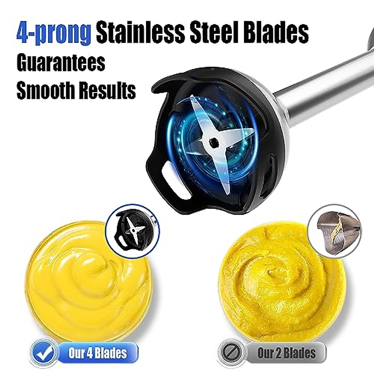 POSWEENR Immersion Blender, Scratch Resistant Hand Blender, 9-in-1 Heavy Duty Copper Motor Stainless Steel Stick Blender with Milk Frother, Whipping, Blade Remover, Storage Case, Black