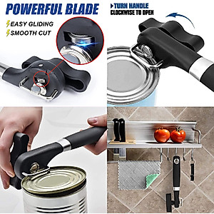 Edge-Side-Cut Safety Can Opener Smooth Edge-Food Grade Stainless Steel Cutting Can Opener for Kitchen & Restaurant