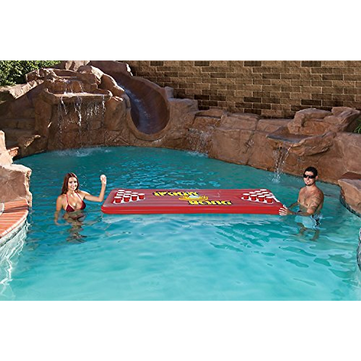 Pittman Outdoors Splash Pong Inflatable Floating Beer Pong Table with LED Lights, 2 Person, Multi (PPI SPLTE)