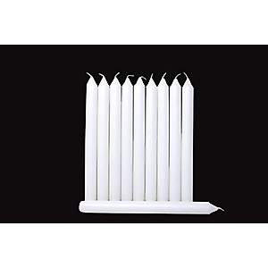 RAMBUE White Dinner Table Candle 9.5 inch Long Dripless Smokeless Burn 8 Hours in Your Candlesticks -10 Pack Candles
