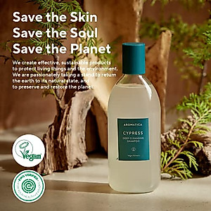AROMATICA Cypress Deep Cleansing Shampoo 13.53fl.oz. / 400ml - Vegan, EWG Verified, Non-Irritating and Thoroughly Cleansing for Fuller, Thicker and Stronger Hair