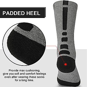 boruizhen Men's Athletic Crew Socks basketball Socks Sport Compression Cushion Socks for Running and Training (6 Pairs)