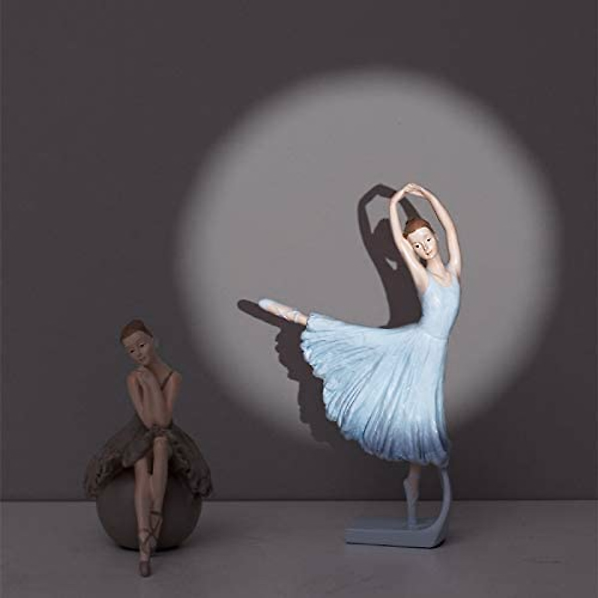 PINK FOREST Ballerina Girl Figurines Ballet Dancer Statue Art Sculpture Figure Resin Home Decoration Desk Ornament, Statuette for Your Desk/Bookshelf/Dinning Table (Blue)