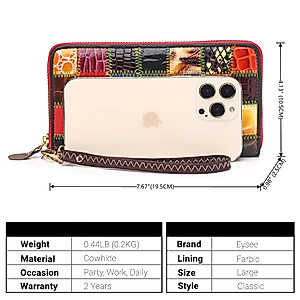 Eysee Women Wallets Genuine Leather Card Holder Organizer Purses Model Stitching Bag Wallet with Flap Phone Clutch Large Long Purse (Mode A-1)