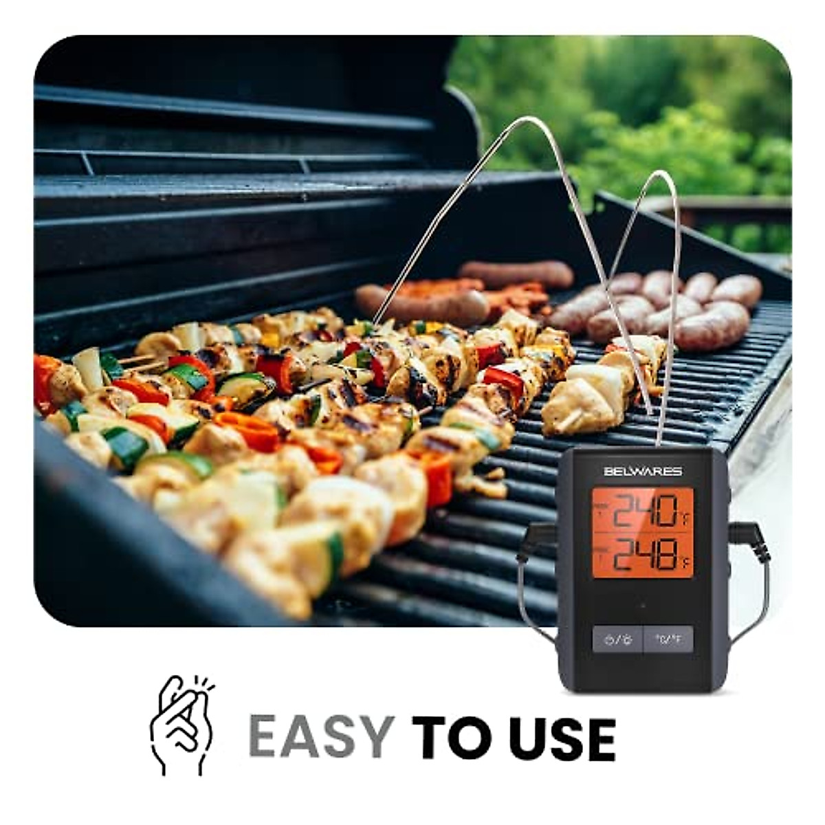 Wireless Meat Thermometer for Grilling & Smoking - Digital BBQ Thermometer with 490ft Remote Range