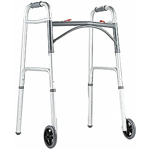 Walker Wheels and Ski Glides 1 Pair, Rubber Universal Walker Caster Wheel with 8 Height Adjustable, Replacement Rollator Accessories, 4 PCS