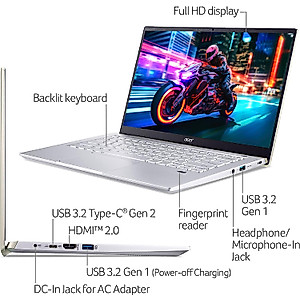 Acer Swift X 14" FHD 100% sRGB Slim Laptop, AMD Ryzen 5 5600U, NVIDIA GeForce RTX 3050, Backlit Keyboard, Wi-Fi 6, Windows 11 Home, w/HDMI (8GB LPDDR4X RAM | 2TB PCIe SSD)
