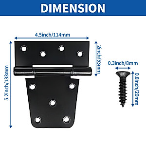 TamBee Black Gate Hinges Shed Hinges Heavy Duty Gate Hinges for Wooden Fences Barn Door Hinges for Wood Outdoor 3.5inch with Screws (Pack of 4)