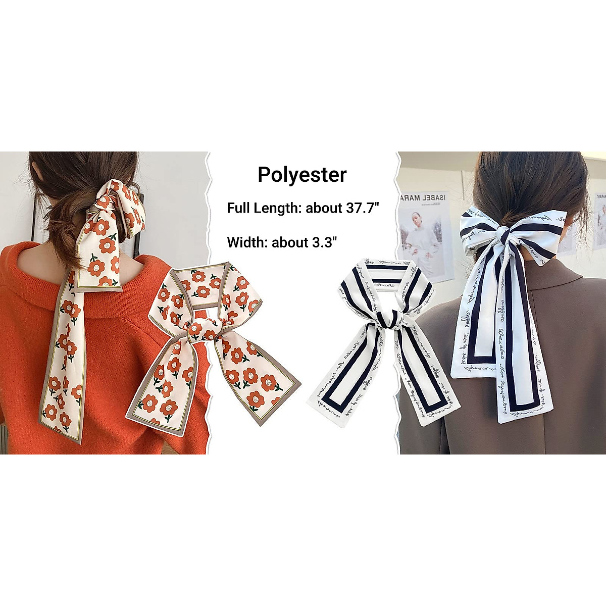 fashion ribbon scarf for hair 10 pcs hair scarf set chic polyester handbag handle ribbon scarf stylish hair headbands neck scarf neckerchief for women girls ladies