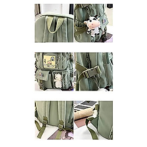 MWZING Kawaii Backpack with Lunch bag Kawaii Shoulder Bag Cute Aesthetic Backpack with Cute Pin Accessories Plush Pendant PINK