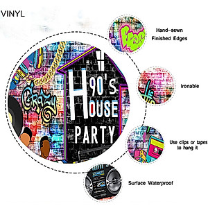Aumeko 90's House Party Backdrop Hip Pop 90's Birthday Graffiti Wall Retro Radio Roller Skates Background Fresh Prince 90s Theme Backdrop 90s Party Decorations