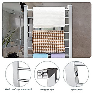 ELEGANTLIFE Electric Towel Warmer with Built-in Timer Auto Power Cutoff,Heavy Feet Steady Freestanding & Wall Mount Towel Warmers for Bathroom,8 Bars Heated Towel Rack Aluminum Oversized