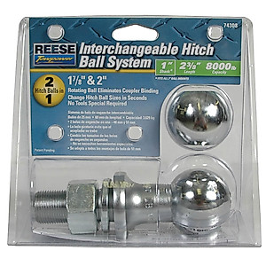 Reese Towpower 74308 Interchangable 1 7/8" and 2" Hitch Ball Kit