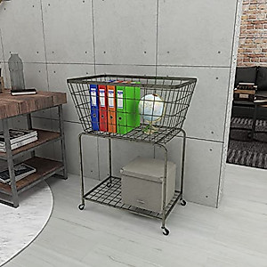 Deco 79 Metal Trapezoid Storage Cart with Wheels, 28" x 18" x 36", Gray