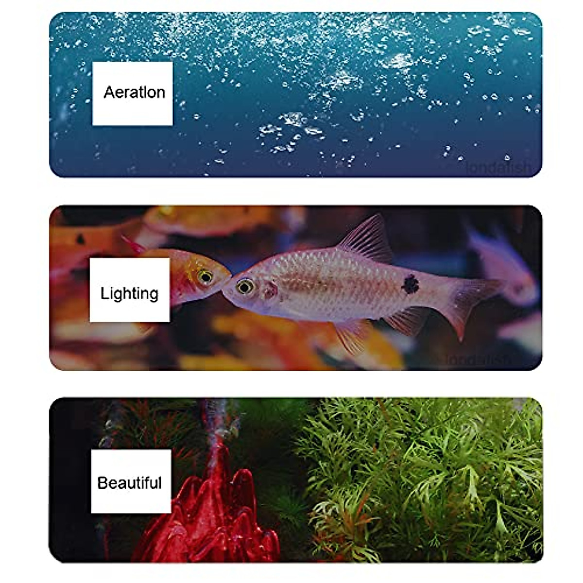 Londafish Aquarium Light Fish Tank Bubble Light Volcano Decoration Light for Aquarium (White Shell Blue Light)
