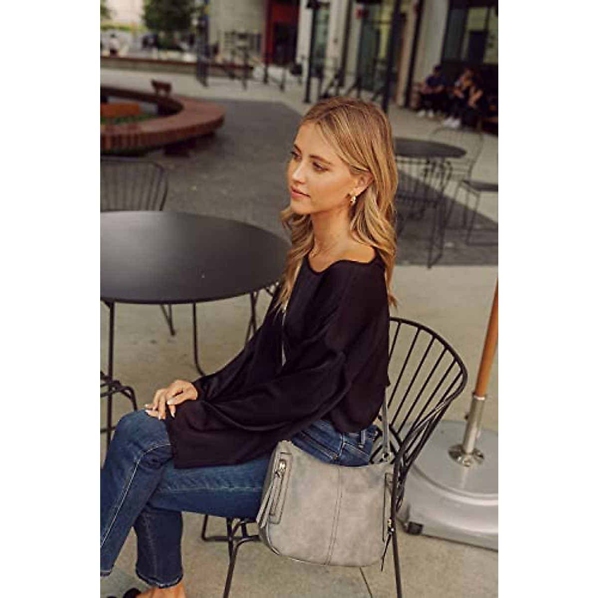 FashionPuzzle Faux Leather Two Front Zipper Pocket Crossbody Saddle Bag (Black) One Size