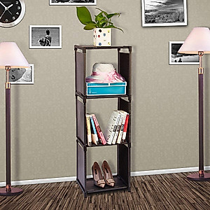 Wishwill Cube Storage Organizer, 3 Cube Storage Organizer Shelf,DIY Storage Book Shelf Toy Shelf Modular Bookcase Closet Cabinet in Living Room,Children's Room, Bedroom(Black)