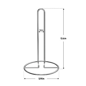 Paper Towel Holder Countertop Stainless Steel Paper Towel Stand Rack Kitchen Towel Dispenser for Standard Paper Towel Rolls Ideal for Kitchen Countertops, Farmhouses, Living Rooms (Silver)