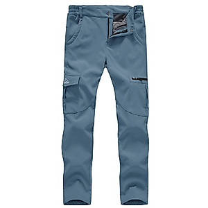 Gopune Women's Windproof Waterproof Sportswear Outdoor Hiking Fleece Pants (Grey Blue,L)
