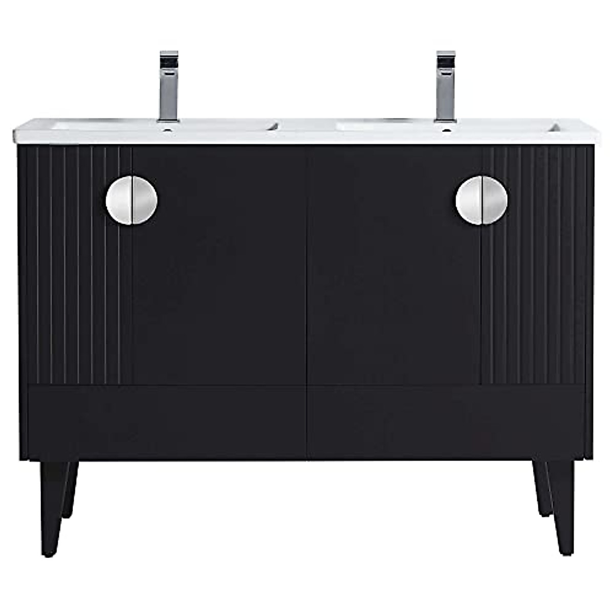 Fine Fixtures Venezian Collection - 48" Double Black Bathroom Vanity, Chrome Handles.