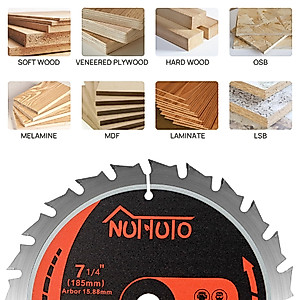 NUTTUTO 3 Pack 7-1/4 Inch 24T&40T&60T Circular Saw Blade, Saw Blade Arbor Size 5/8-inch, TCT ATB for Cutting Wood, Plastic, PVC, Acrylic, Aluminum