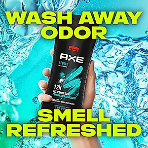 AXE Body Wash Apollo 4 Count for Long Lasting Freshness Sage & Cedarwood Men's Body Wash with Odor-Busting Prebiotics 16 oz