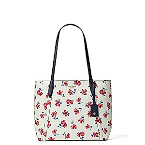 Kate Spade Cara Tea Garden Toss Large Top Zip Tote White Pink Floral Blue Multi