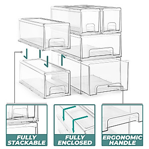 Sorbus Large Clear Stackable Storage Drawers, Plastic Storage Drawers with Handles, Craft Storage Drawers, Clothes, Medicine, Makeup, Closet, Art Supply, Bathroom, Shoe, Toy Storage Organizer (2 Pack)