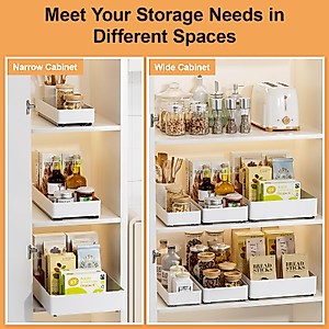 Delamu 3 Pack Pull Out Cabinet Organizer, 15.7"Deep Pull Out Drawers for Cabinets, Slide Out Drawers for Kitchen Cabinets, Bathroom Cabinet Organizer, Pantry, Cabinet Roll Out Drawers Shelf Storage