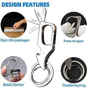 OHEMDI 1 Pack car Key Chain Bottle Opener Keychain and Package Opener Keychains for Men and Women(Black, 1)